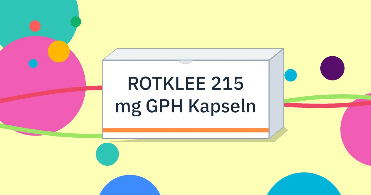 Symbolbild: Packung mit der Aufschrift ROTKLEE 215 mg GPH Kapseln (PZN 18174479) – Verfügbarkeit und Bezug in Apotheken in Frankfurt am Main
