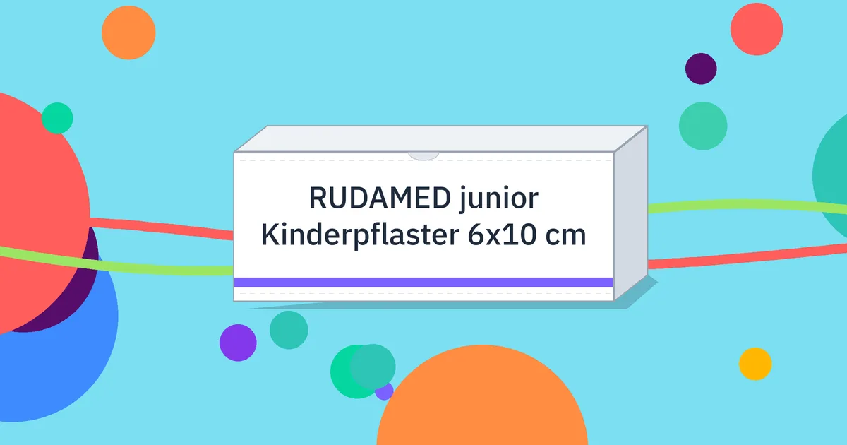 Symbolbild: Packung mit der Aufschrift RUDAMED junior Kinderpflaster 6x10 cm (PZN 07384558) – Verfügbarkeit und Bezug in Apotheken in Frankfurt am Main