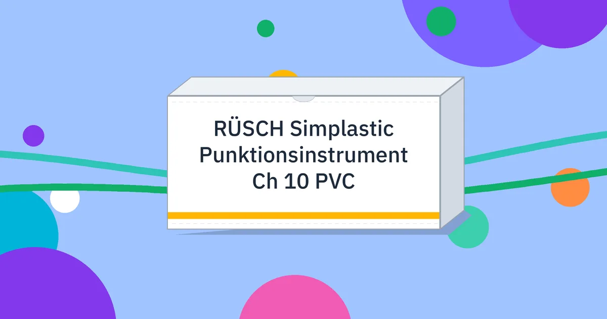 Symbolbild: Packung mit der Aufschrift RÜSCH Simplastic Punktionsinstrument Ch 10 PVC (PZN 01575027) – Verfügbarkeit und Bezug in Apotheken in Frankfurt am Main