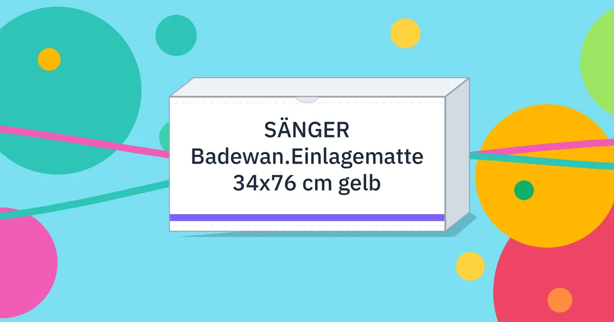 Symbolbild: Packung mit der Aufschrift SÄNGER Badewan.Einlagematte 34x76 cm gelb (PZN 01307309) – Verfügbarkeit und Bezug in Apotheken in Frankfurt am Main