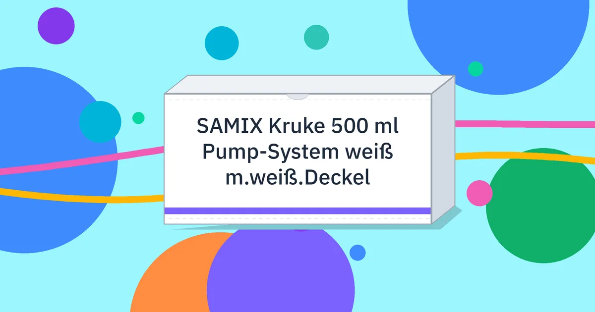 Symbolbild: Packung mit der Aufschrift SAMIX Kruke 500 ml Pump-System weiß m.weiß.Deckel (PZN 19987931) – Verfügbarkeit und Bezug in Apotheken in Frankfurt am Main