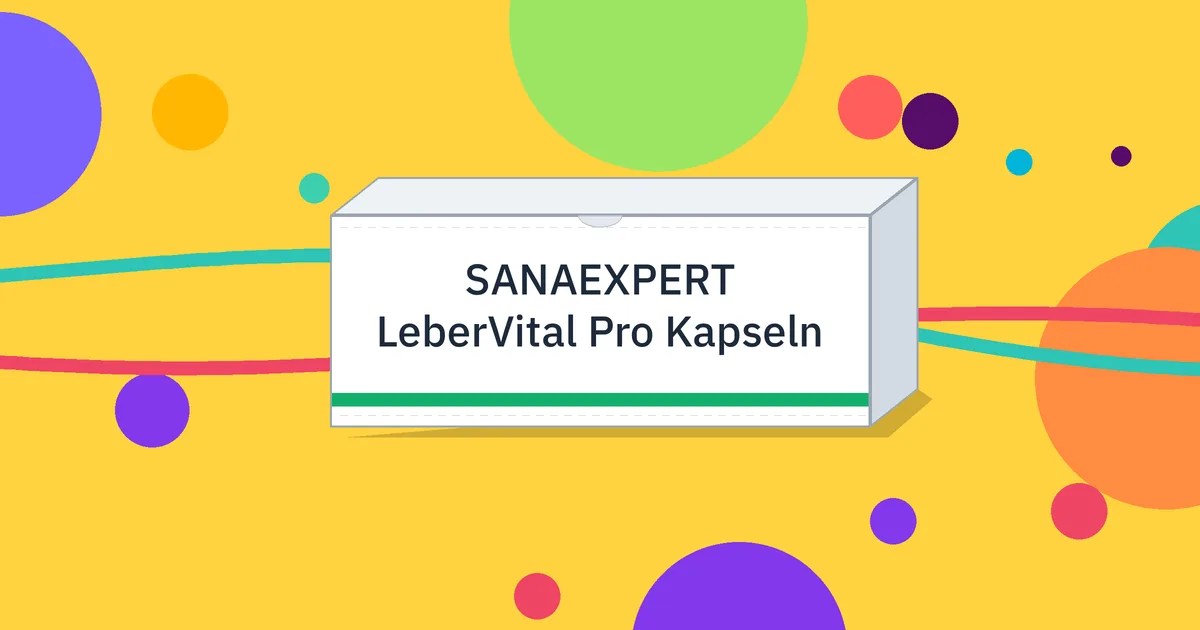Symbolbild: Packung mit der Aufschrift SANAEXPERT LeberVital Pro Kapseln (PZN 12371612) – Verfügbarkeit und Bezug in Apotheken in Frankfurt am Main