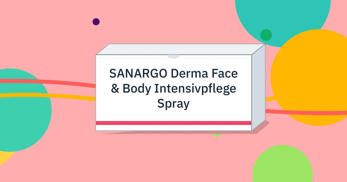 Symbolbild: Packung mit der Aufschrift SANARGO Derma Face & Body Intensivpflege Spray (PZN 20343311) – Verfügbarkeit und Bezug in Apotheken in Frankfurt am Main