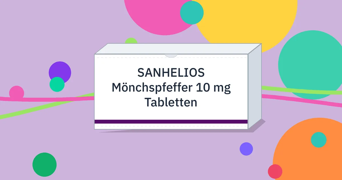 Symbolbild: Packung mit der Aufschrift SANHELIOS Mönchspfeffer 10 mg Tabletten (PZN 16389075) – Verfügbarkeit und Bezug in Apotheken in Frankfurt am Main