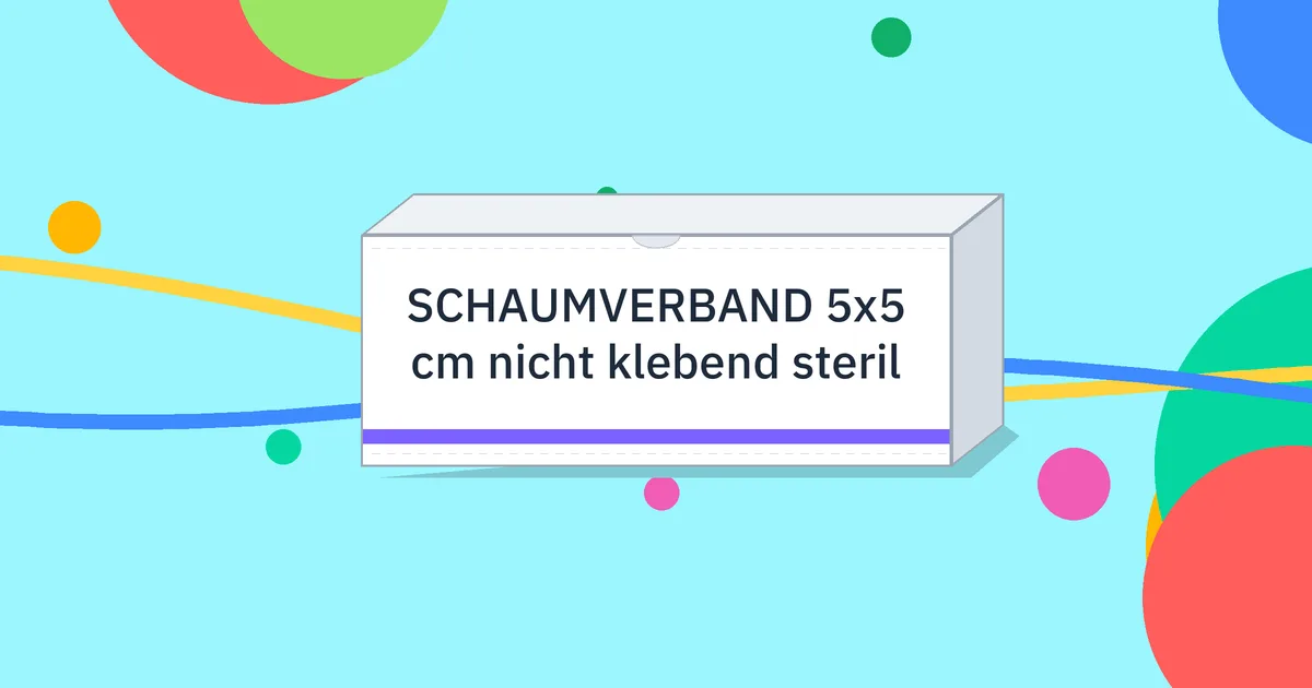 Symbolbild: Packung mit der Aufschrift SCHAUMVERBAND 5x5 cm nicht klebend steril (PZN 19509427) – Verfügbarkeit und Bezug in Apotheken in Frankfurt am Main