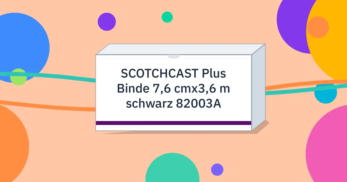 Symbolbild: Packung mit der Aufschrift SCOTCHCAST Plus Binde 7,6 cmx3,6 m schwarz 82003A (PZN 02700121) – Verfügbarkeit und Bezug in Apotheken in Frankfurt am Main