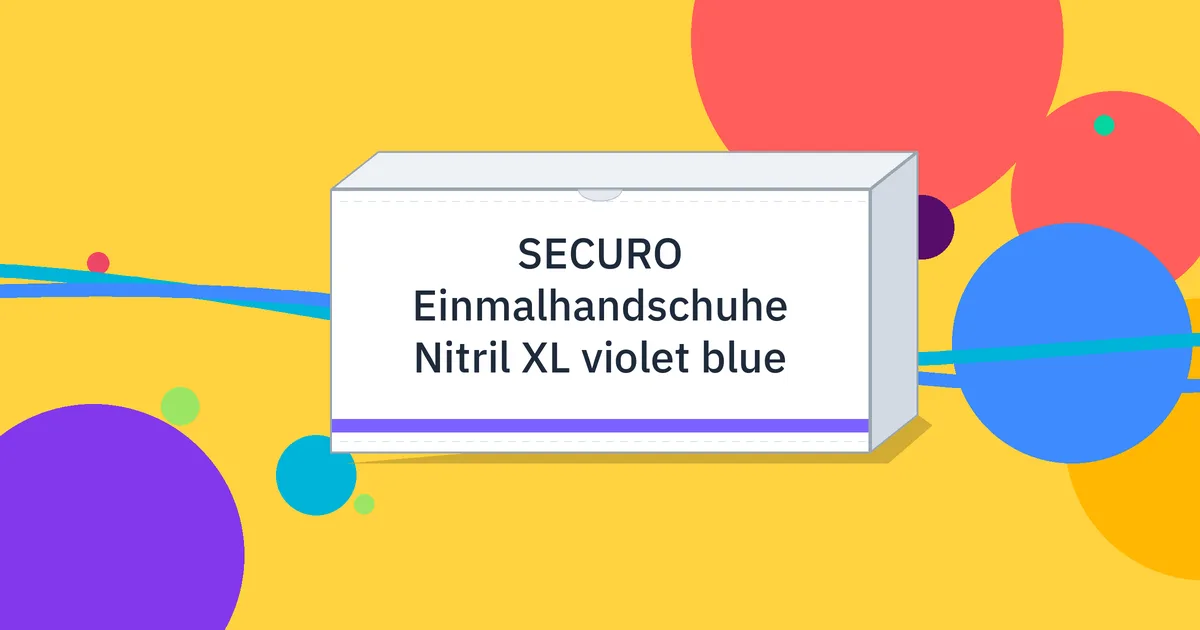 Symbolbild: Packung mit der Aufschrift SECURO Einmalhandschuhe Nitril XL violet blue (PZN 19077991) – Verfügbarkeit und Bezug in Apotheken in Frankfurt am Main