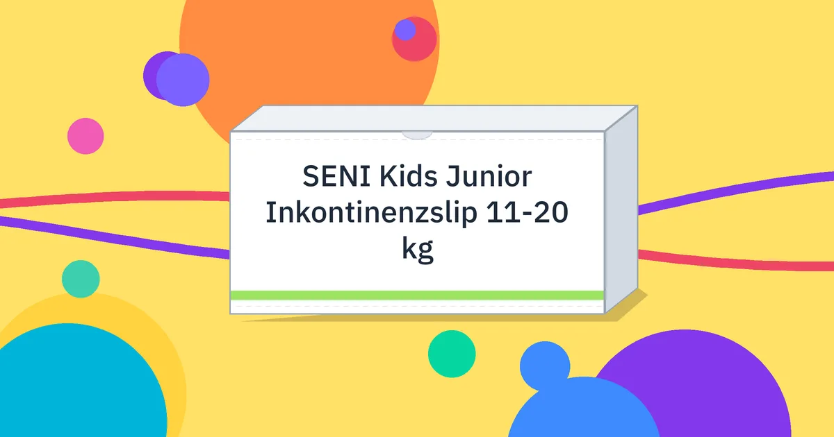 Symbolbild: Packung mit der Aufschrift SENI Kids Junior Inkontinenzslip 11-20 kg (PZN 18194097) – Verfügbarkeit und Bezug in Apotheken in Frankfurt am Main
