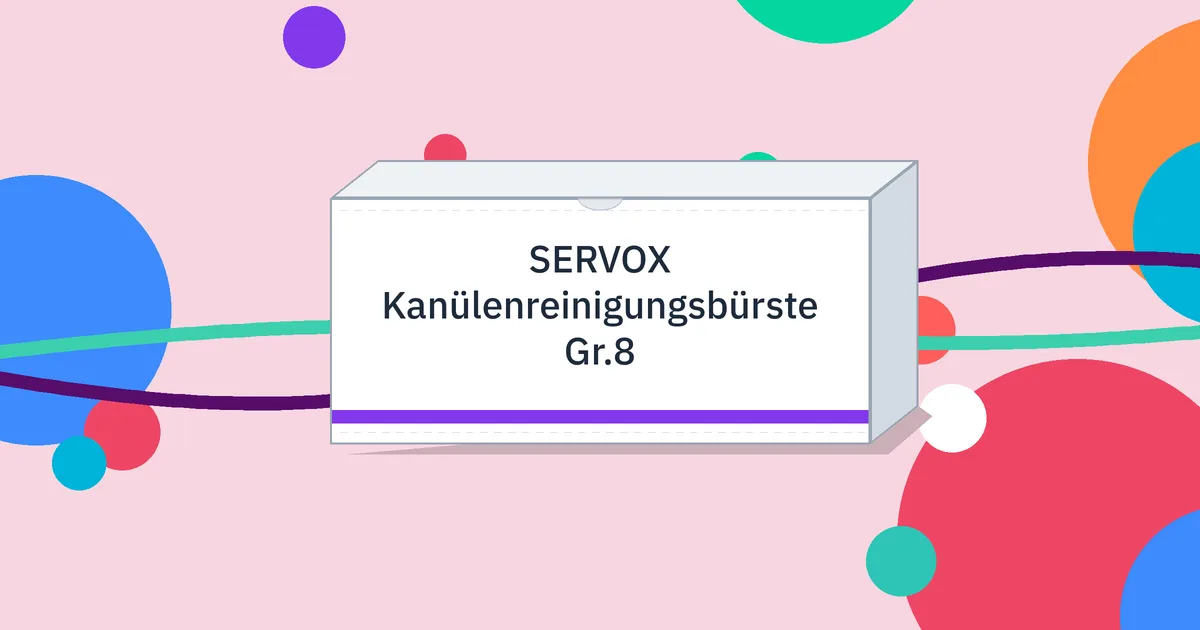 Symbolbild: Packung mit der Aufschrift SERVOX Kanülenreinigungsbürste Gr.8 (PZN 05496106) – Verfügbarkeit und Bezug in Apotheken in Frankfurt am Main