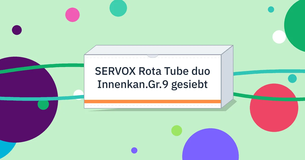 Symbolbild: Packung mit der Aufschrift SERVOX Rota Tube duo Innenkan.Gr.9 gesiebt (PZN 16933478) – Verfügbarkeit und Bezug in Apotheken in Frankfurt am Main
