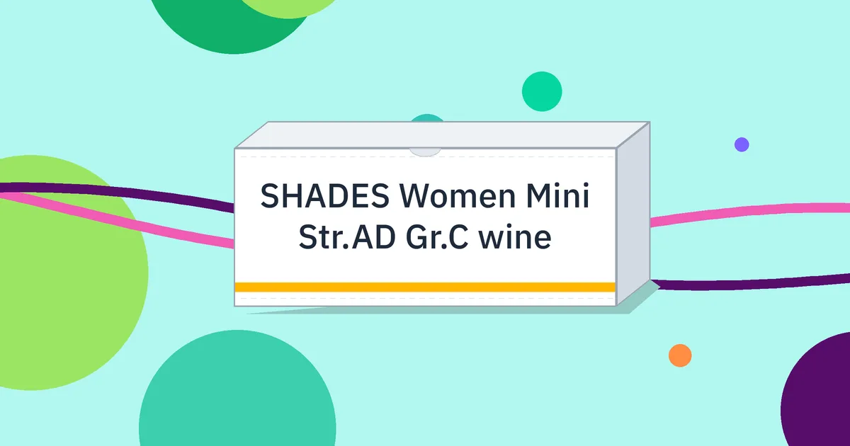 Symbolbild: Packung mit der Aufschrift SHADES Women Mini Str.AD Gr.C wine (PZN 16992699) – Verfügbarkeit und Bezug in Apotheken in Frankfurt am Main