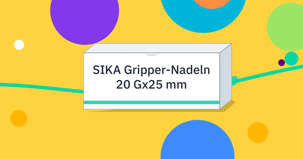 Symbolbild: Packung mit der Aufschrift SIKA Gripper-Nadeln 20 Gx25 mm (PZN 17884049) – Verfügbarkeit und Bezug in Apotheken in Frankfurt am Main