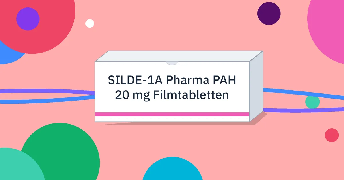Symbolbild: Packung mit der Aufschrift SILDE-1A Pharma PAH 20 mg Filmtabletten (PZN 12559830) – Verfügbarkeit und Bezug in Apotheken in Frankfurt am Main
