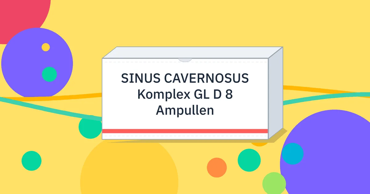 Symbolbild: Packung mit der Aufschrift SINUS CAVERNOSUS Komplex GL D 8 Ampullen (PZN 03657657) – Verfügbarkeit und Bezug in Apotheken in Frankfurt am Main