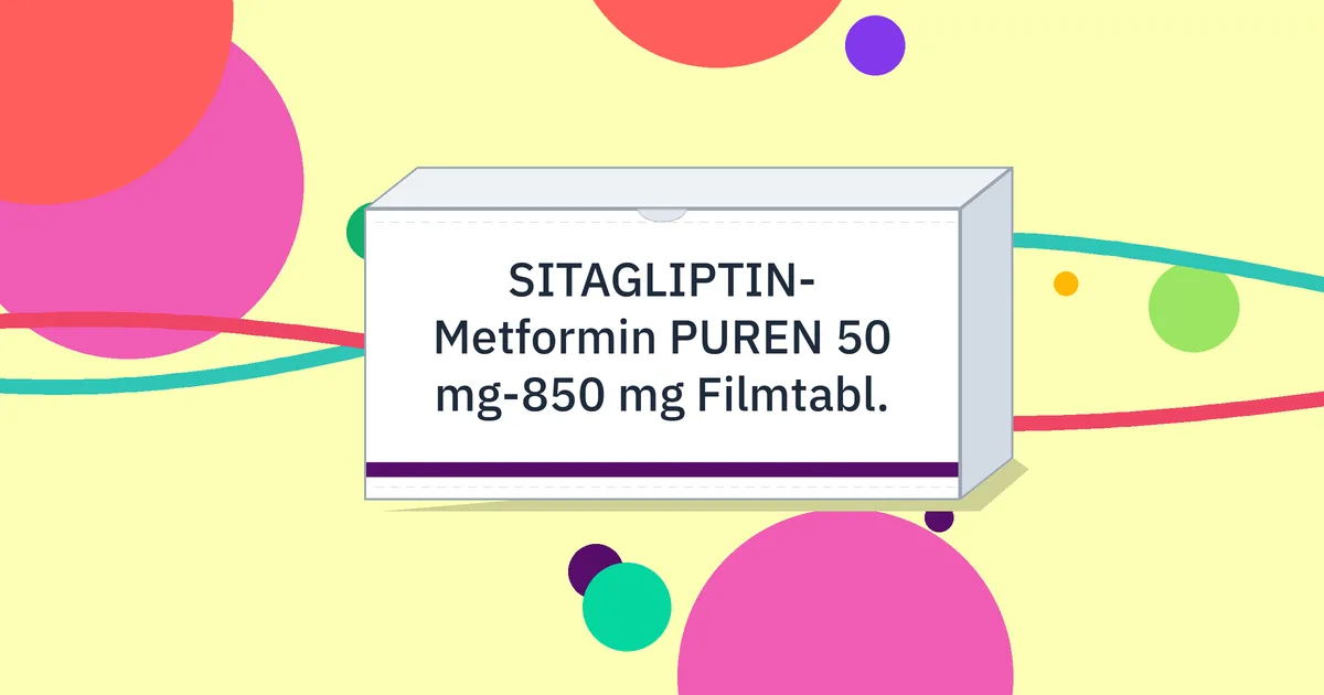 Symbolbild: Packung mit der Aufschrift SITAGLIPTIN-Metformin PUREN 50 mg-850 mg Filmtabl. (PZN 18361922) – Verfügbarkeit und Bezug in Apotheken in Frankfurt am Main