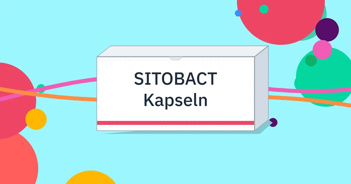 Symbolbild: Packung mit der Aufschrift SITOBACT Kapseln (PZN 07396745) – Verfügbarkeit und Bezug in Apotheken in Frankfurt am Main