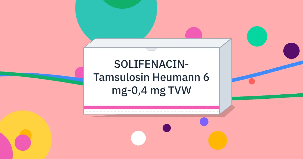 Symbolbild: Packung mit der Aufschrift SOLIFENACIN-Tamsulosin Heumann 6 mg-0,4 mg TVW (PZN 18084262) – Verfügbarkeit und Bezug in Apotheken in Frankfurt am Main