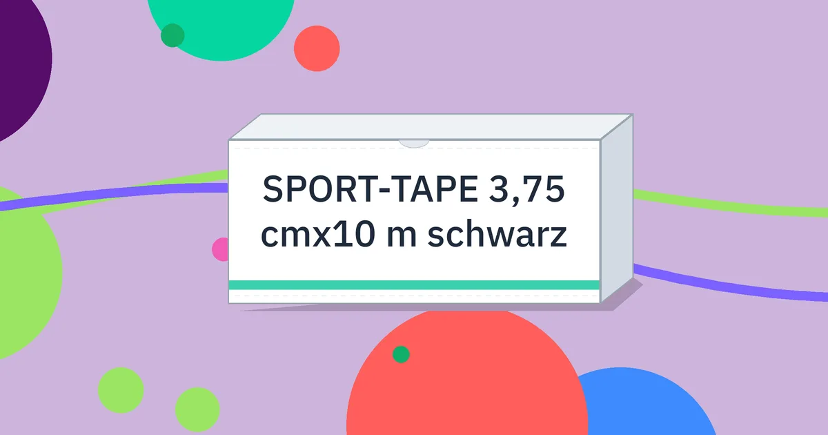 Symbolbild: Packung mit der Aufschrift SPORT-TAPE 3,75 cmx10 m schwarz (PZN 10809582) – Verfügbarkeit und Bezug in Apotheken in Frankfurt am Main
