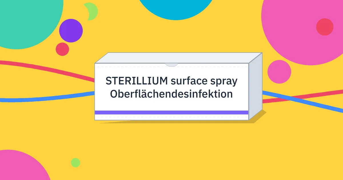 Symbolbild: Packung mit der Aufschrift STERILLIUM surface spray Oberflächendesinfektion (PZN 20634422) – Verfügbarkeit und Bezug in Apotheken in Frankfurt am Main