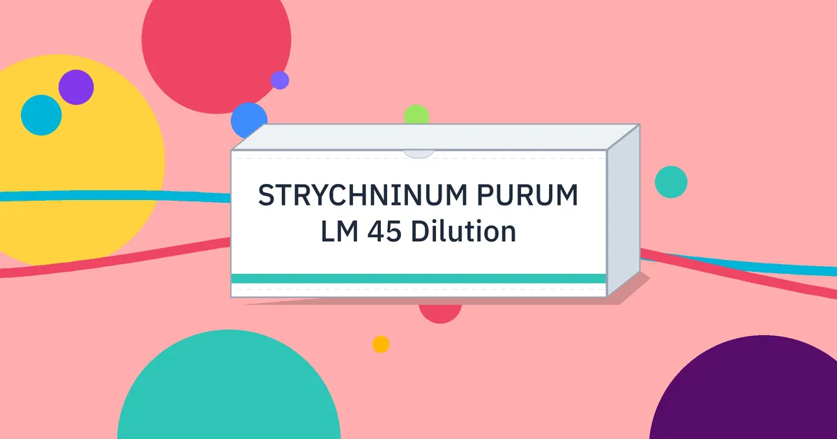 Symbolbild: Packung mit der Aufschrift STRYCHNINUM PURUM LM 45 Dilution (PZN 13207895) – Verfügbarkeit und Bezug in Apotheken in Frankfurt am Main