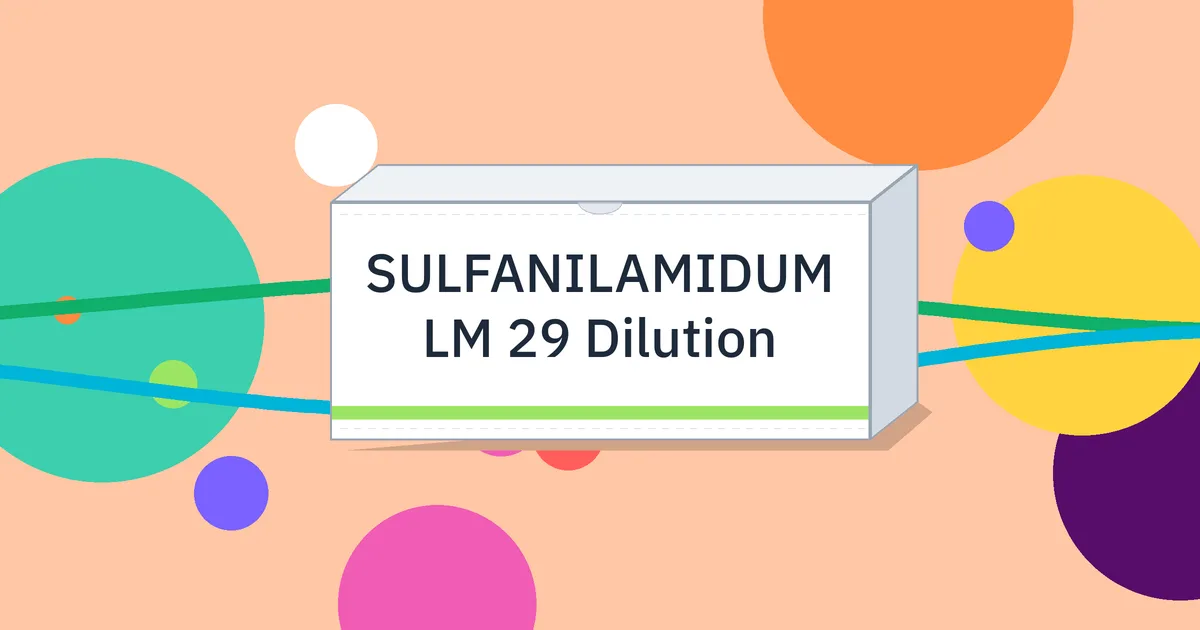 Symbolbild: Packung mit der Aufschrift SULFANILAMIDUM LM 29 Dilution (PZN 13209256) – Verfügbarkeit und Bezug in Apotheken in Frankfurt am Main