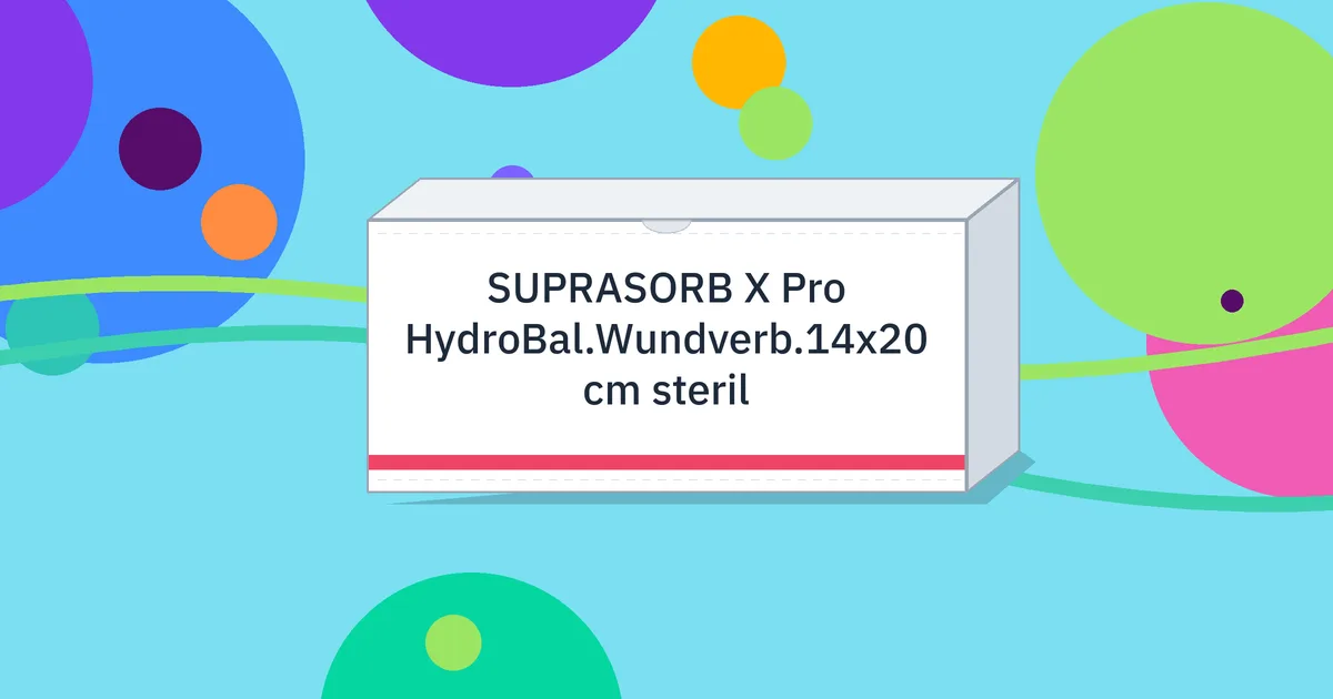 Symbolbild: Packung mit der Aufschrift SUPRASORB X Pro HydroBal.Wundverb.14x20 cm steril (PZN 20741359) – Verfügbarkeit und Bezug in Apotheken in Frankfurt am Main
