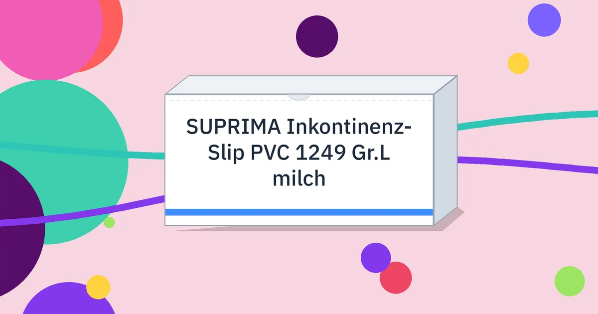 Symbolbild: Packung mit der Aufschrift SUPRIMA Inkontinenz-Slip PVC 1249 Gr.L milch (PZN 02063157) – Verfügbarkeit und Bezug in Apotheken in Frankfurt am Main