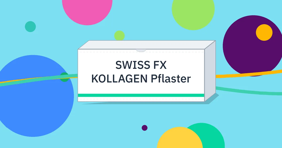 Symbolbild: Packung mit der Aufschrift SWISS FX KOLLAGEN Pflaster (PZN 19640073) – Verfügbarkeit und Bezug in Apotheken in Frankfurt am Main