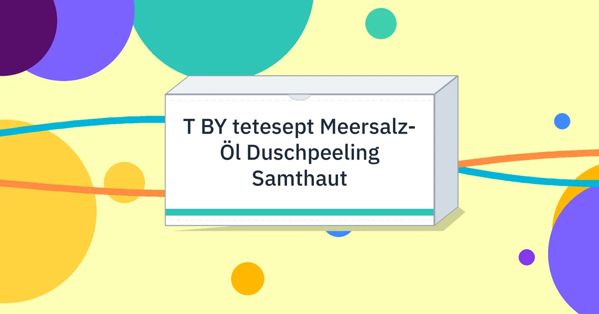 Symbolbild: Packung mit der Aufschrift T BY tetesept Meersalz-Öl Duschpeeling Samthaut (PZN 12652647) – Verfügbarkeit und Bezug in Apotheken in Frankfurt am Main