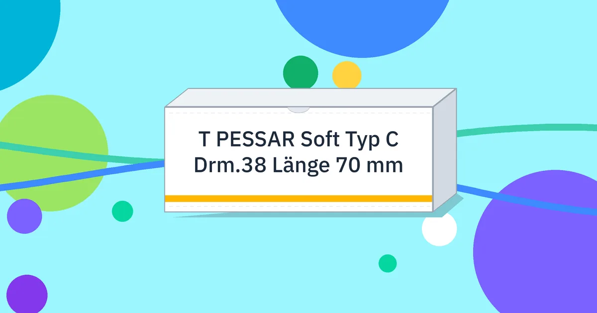 Symbolbild: Packung mit der Aufschrift T PESSAR Soft Typ C Drm.38 Länge 70 mm (PZN 11108410) – Verfügbarkeit und Bezug in Apotheken in Frankfurt am Main