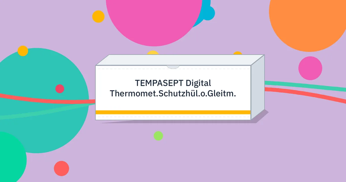 Symbolbild: Packung mit der Aufschrift TEMPASEPT Digital Thermomet.Schutzhül.o.Gleitm. (PZN 05538129) – Verfügbarkeit und Bezug in Apotheken in Frankfurt am Main