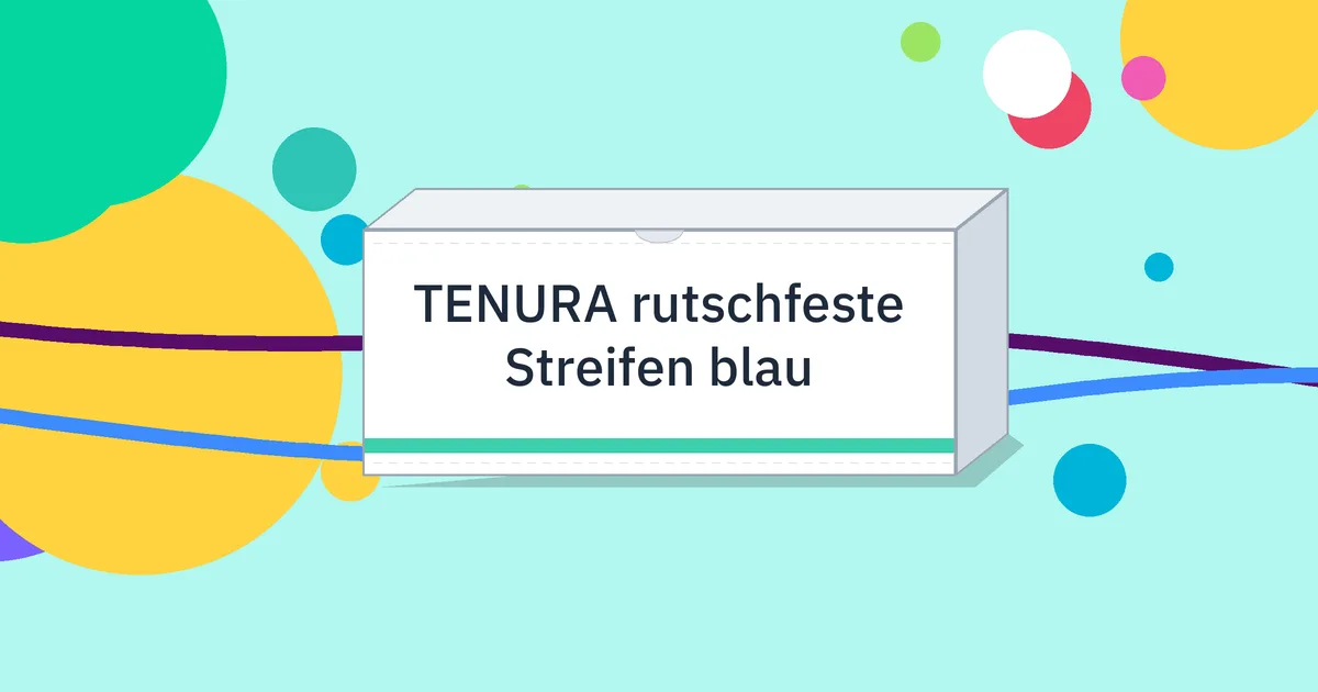 Symbolbild: Packung mit der Aufschrift TENURA rutschfeste Streifen blau (PZN 09669710) – Verfügbarkeit und Bezug in Apotheken in Frankfurt am Main