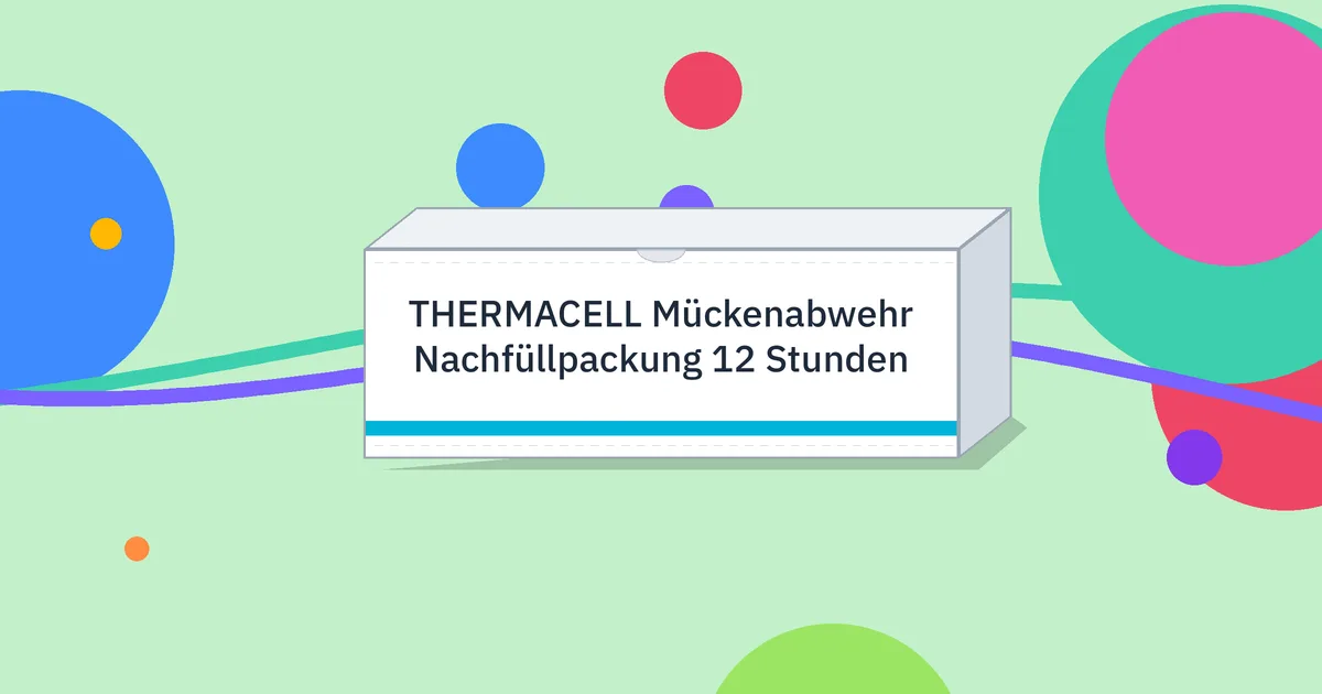 Symbolbild: Packung mit der Aufschrift THERMACELL Mückenabwehr Nachfüllpackung 12 Stunden (PZN 14355675) – Verfügbarkeit und Bezug in Apotheken in Frankfurt am Main