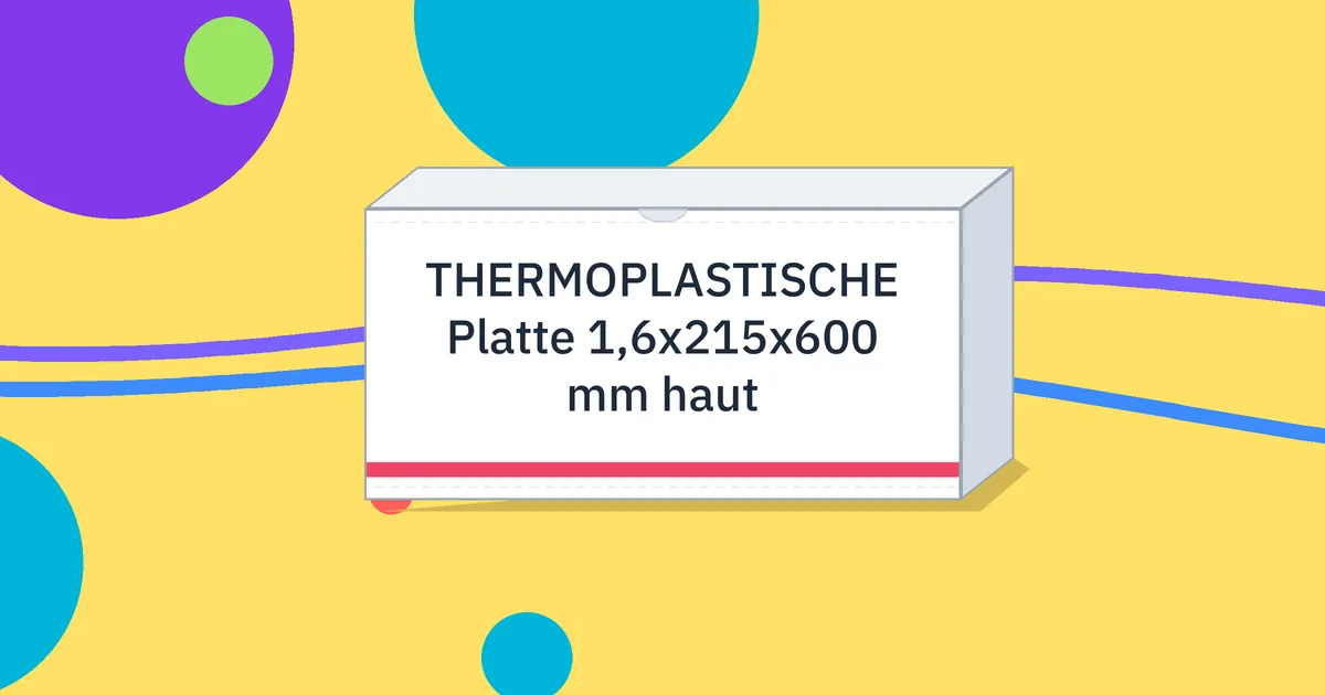 Symbolbild: Packung mit der Aufschrift THERMOPLASTISCHE Platte 1,6x215x600 mm haut (PZN 11549947) – Verfügbarkeit und Bezug in Apotheken in Frankfurt am Main