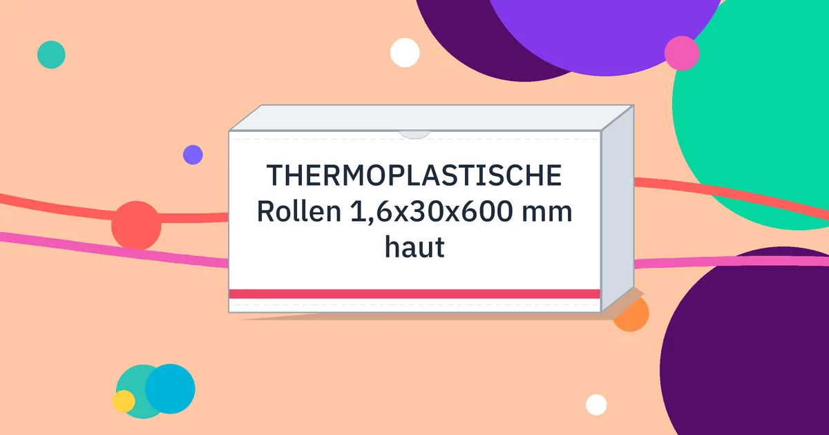 Symbolbild: Packung mit der Aufschrift THERMOPLASTISCHE Rollen 1,6x30x600 mm haut (PZN 11550287) – Verfügbarkeit und Bezug in Apotheken in Frankfurt am Main
