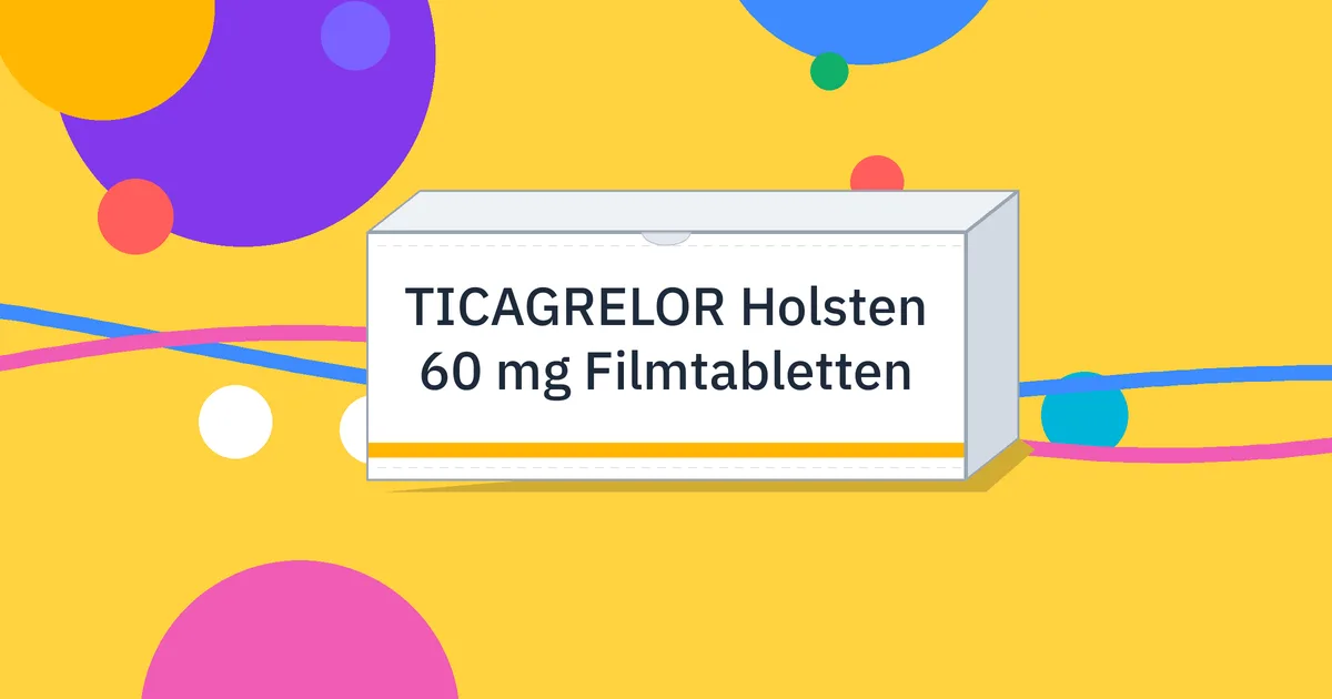 Symbolbild: Packung mit der Aufschrift TICAGRELOR Holsten 60 mg Filmtabletten (PZN 19542933) – Verfügbarkeit und Bezug in Apotheken in Frankfurt am Main