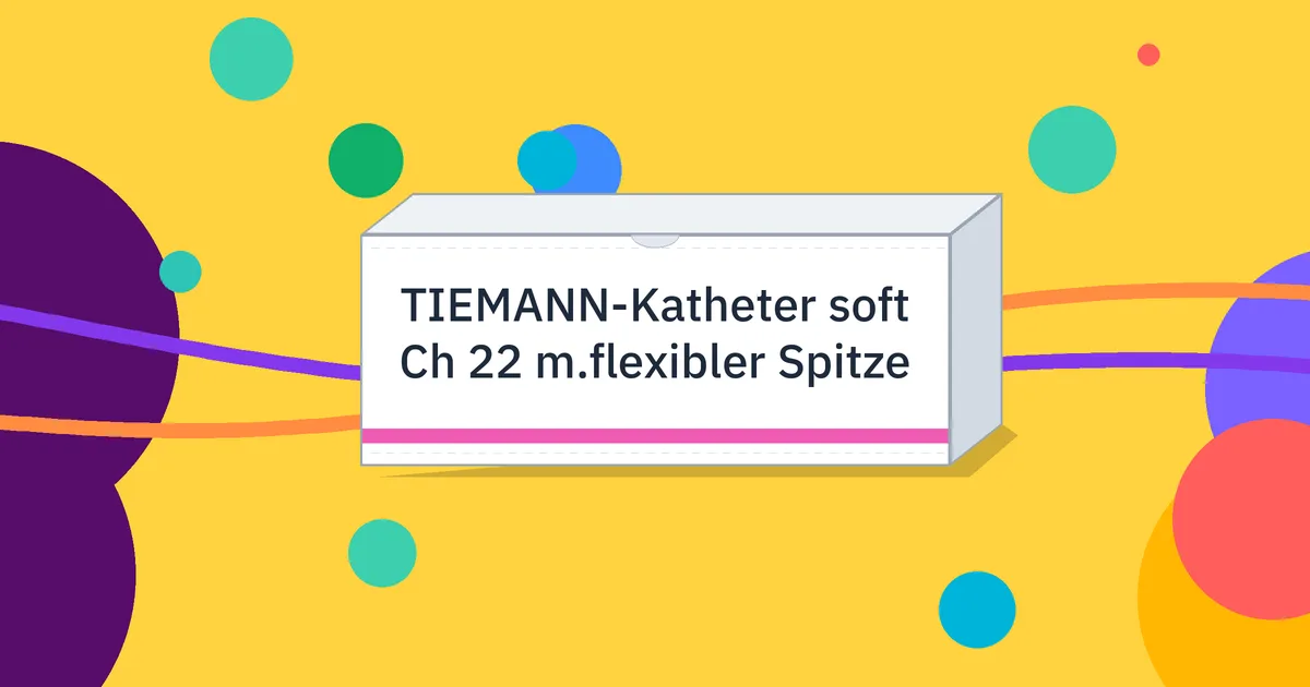 Symbolbild: Packung mit der Aufschrift TIEMANN-Katheter soft Ch 22 m.flexibler Spitze (PZN 13702241) – Verfügbarkeit und Bezug in Apotheken in Frankfurt am Main