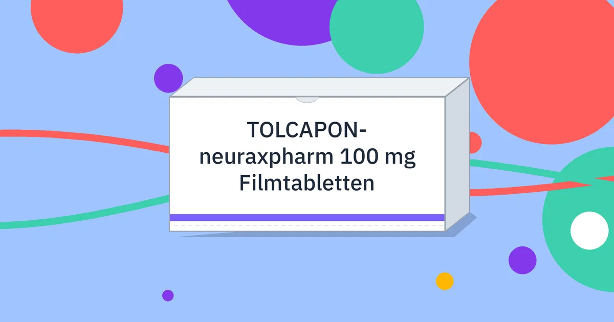 Symbolbild: Packung mit der Aufschrift TOLCAPON-neuraxpharm 100 mg Filmtabletten (PZN 12472141) – Verfügbarkeit und Bezug in Apotheken in Frankfurt am Main