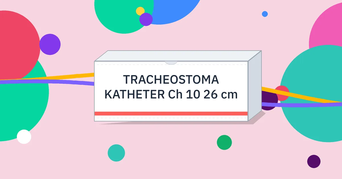 Symbolbild: Packung mit der Aufschrift TRACHEOSTOMA KATHETER Ch 10 26 cm (PZN 01450722) – Verfügbarkeit und Bezug in Apotheken in Frankfurt am Main