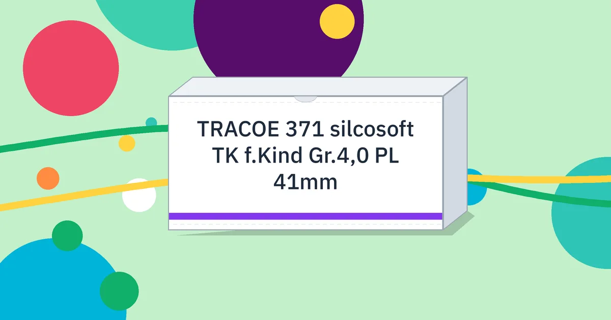 Symbolbild: Packung mit der Aufschrift TRACOE 371 silcosoft TK f.Kind Gr.4,0 PL 41mm (PZN 14315316) – Verfügbarkeit und Bezug in Apotheken in Frankfurt am Main
