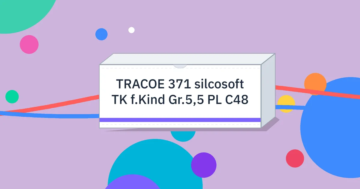 Symbolbild: Packung mit der Aufschrift TRACOE 371 silcosoft TK f.Kind Gr.5,5 PL C48 (PZN 14315730) – Verfügbarkeit und Bezug in Apotheken in Frankfurt am Main