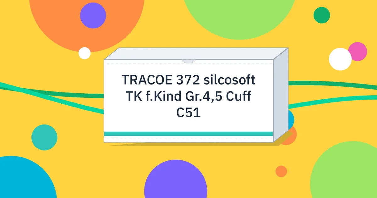 Symbolbild: Packung mit der Aufschrift TRACOE 372 silcosoft TK f.Kind Gr.4,5 Cuff C51 (PZN 14316451) – Verfügbarkeit und Bezug in Apotheken in Frankfurt am Main