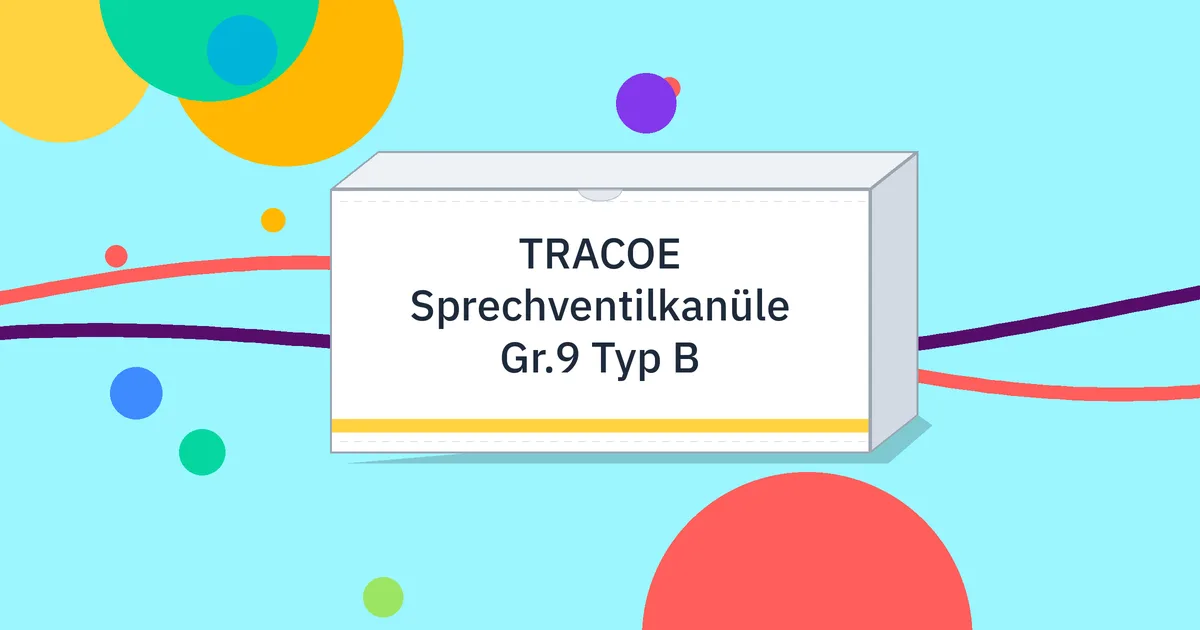 Symbolbild: Packung mit der Aufschrift TRACOE Sprechventilkanüle Gr.9 Typ B (PZN 07483527) – Verfügbarkeit und Bezug in Apotheken in Frankfurt am Main