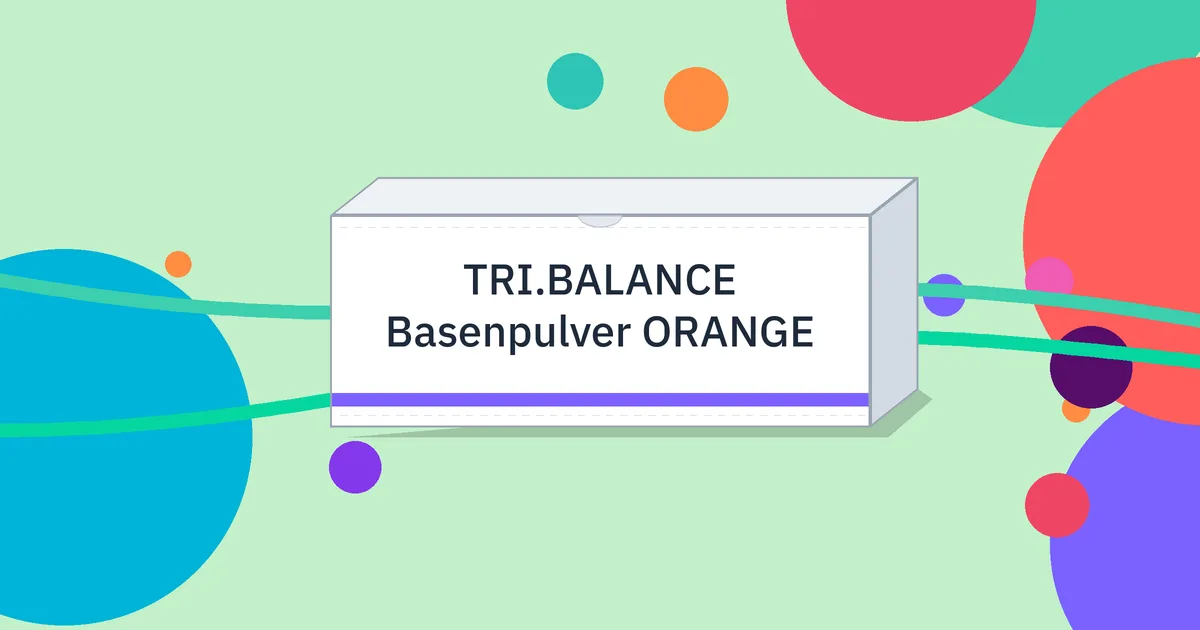 Symbolbild: Packung mit der Aufschrift TRI.BALANCE Basenpulver ORANGE (PZN 17161150) – Verfügbarkeit und Bezug in Apotheken in Frankfurt am Main