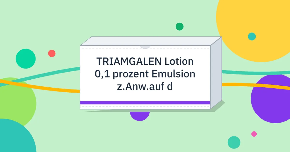 Symbolbild: Packung mit der Aufschrift TRIAMGALEN Lotion 0,1 prozent Emulsion z.Anw.auf d (PZN 09087468) – Verfügbarkeit und Bezug in Apotheken in Frankfurt am Main