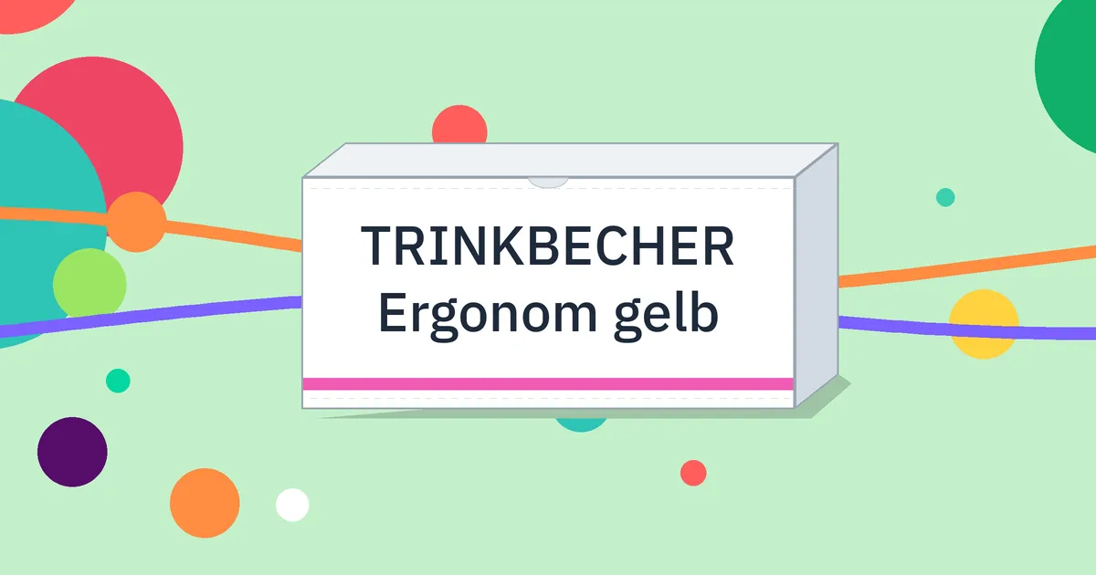 Symbolbild: Packung mit der Aufschrift TRINKBECHER Ergonom gelb (PZN 00746685) – Verfügbarkeit und Bezug in Apotheken in Frankfurt am Main