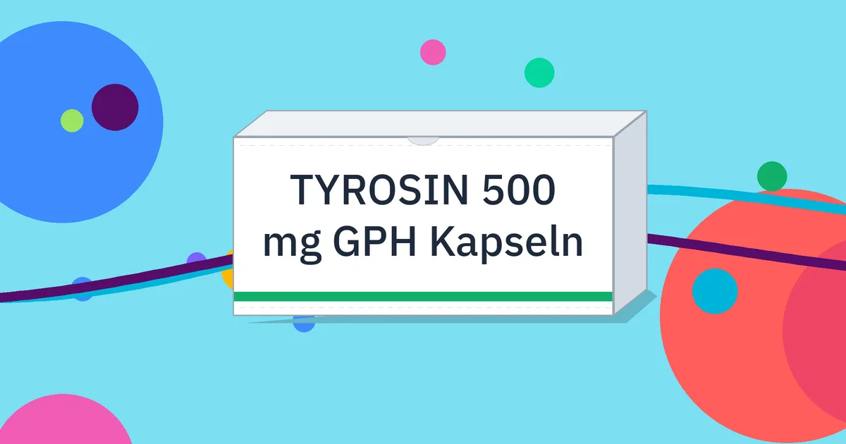 Symbolbild: Packung mit der Aufschrift TYROSIN 500 mg GPH Kapseln (PZN 00128817) – Verfügbarkeit und Bezug in Apotheken in Frankfurt am Main