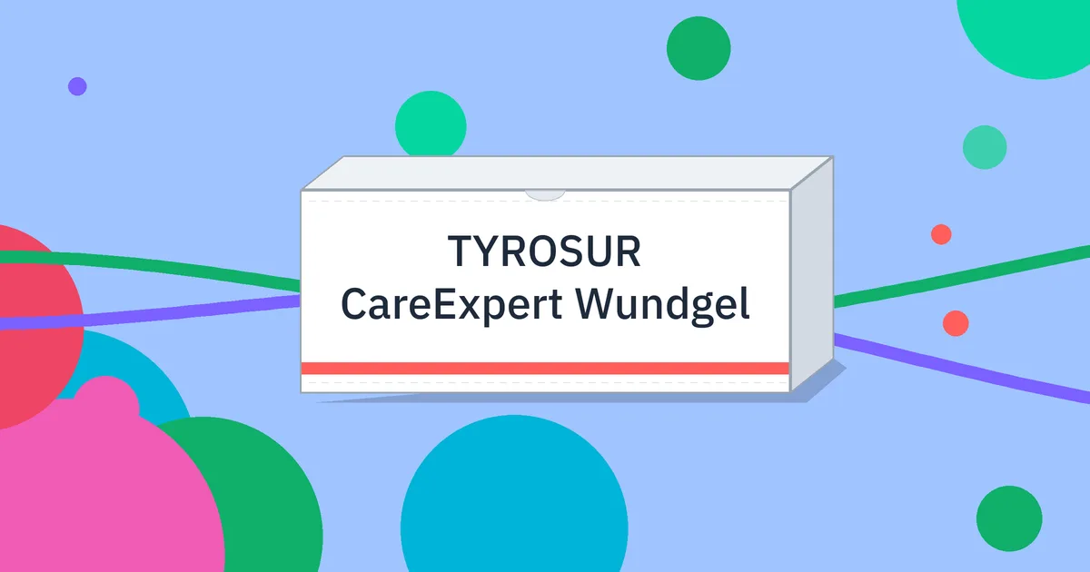 Symbolbild: Packung mit der Aufschrift TYROSUR CareExpert Wundgel (PZN 12742445) – Verfügbarkeit und Bezug in Apotheken in Frankfurt am Main