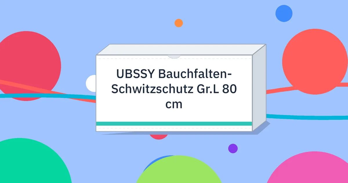 Symbolbild: Packung mit der Aufschrift UBSSY Bauchfalten-Schwitzschutz Gr.L 80 cm (PZN 16322326) – Verfügbarkeit und Bezug in Apotheken in Frankfurt am Main