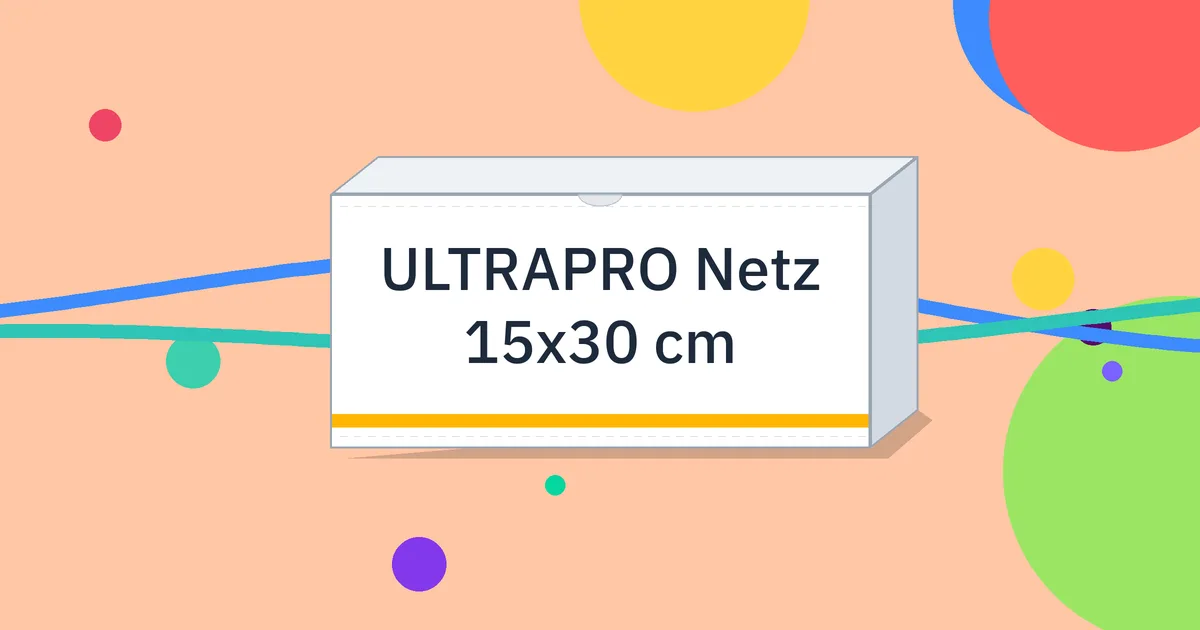 Symbolbild: Packung mit der Aufschrift ULTRAPRO Netz 15x30 cm (PZN 20855459) – Verfügbarkeit und Bezug in Apotheken in Frankfurt am Main